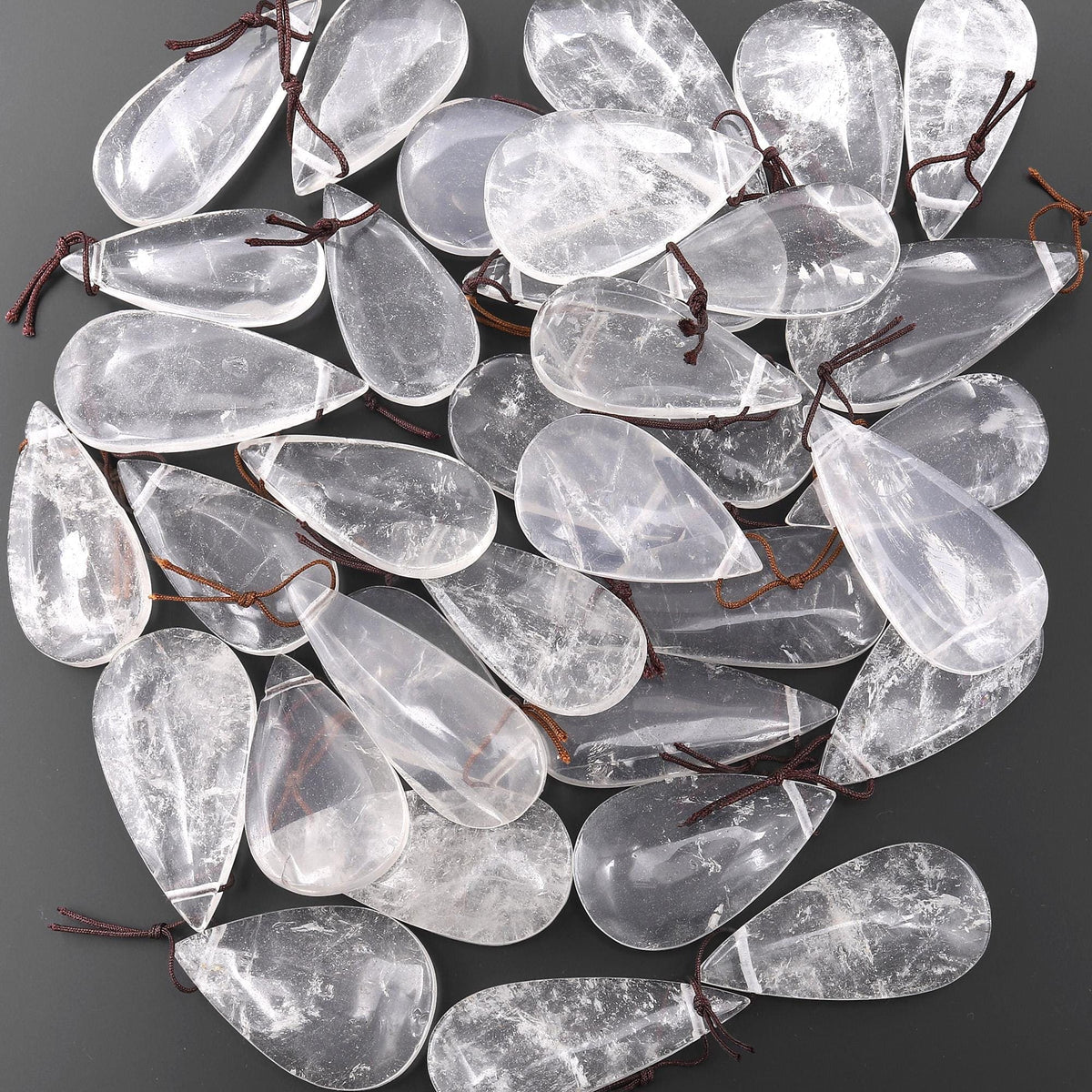 Real Natural Rock Quartz Teardrop Side Drilled Pendant Healing Crystal ...