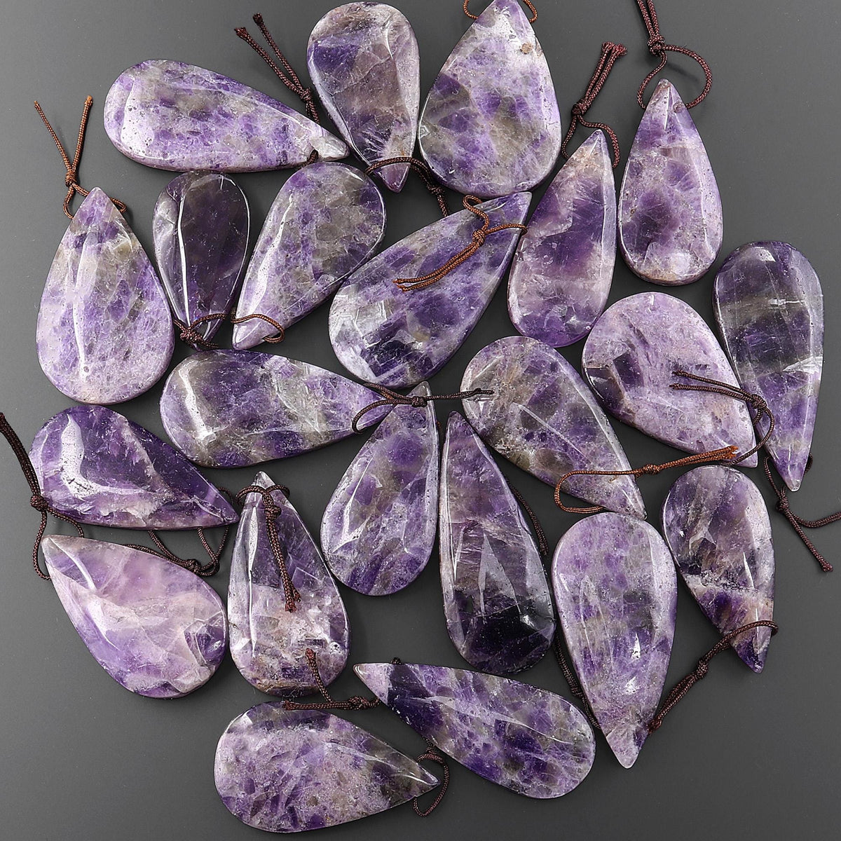 Natural Chevron Amethyst Teardrop Side Drilled Pendant Healing Crystal ...