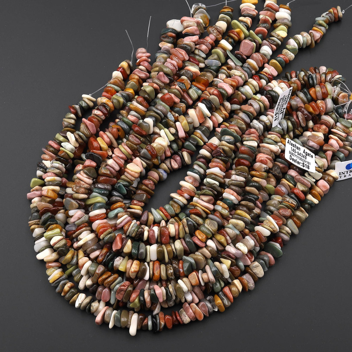 Natural Multicolor Alashan Agate Center Drilled Irregular Chip Rondell ...