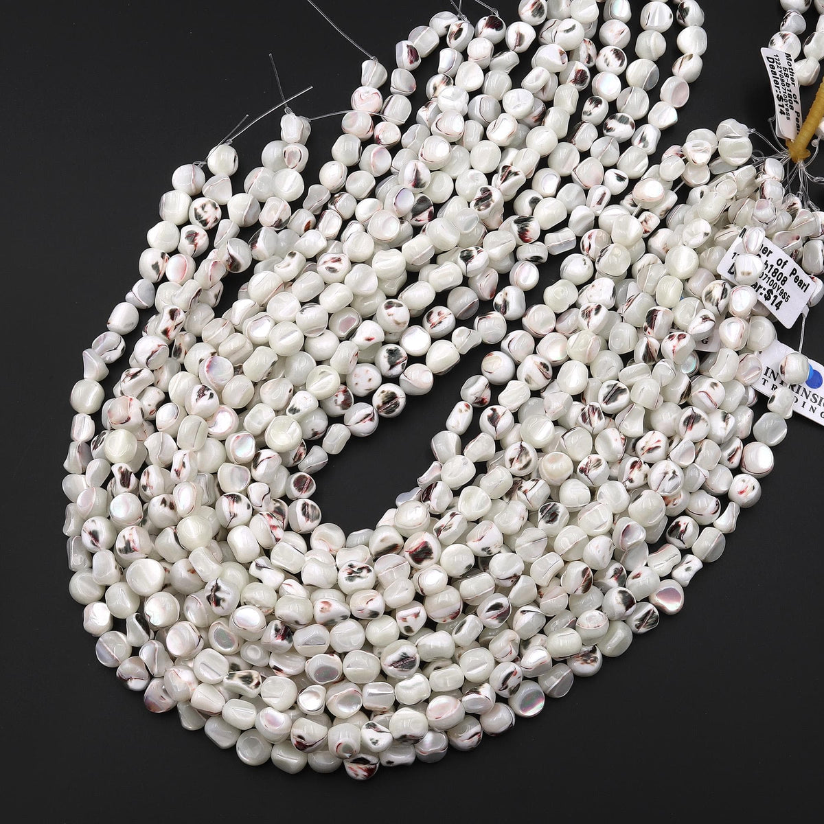 Natural White Mother of Pearl Rounded Nugget Beads Iridescent Shell 8m ...