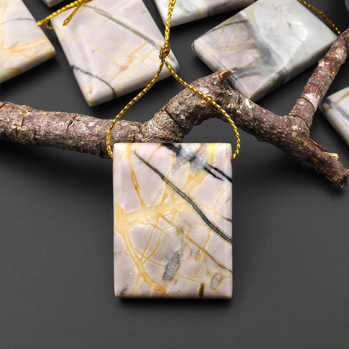 Natural American Picasso Jasper Rectangle Pendant Side Drilled Gemston ...