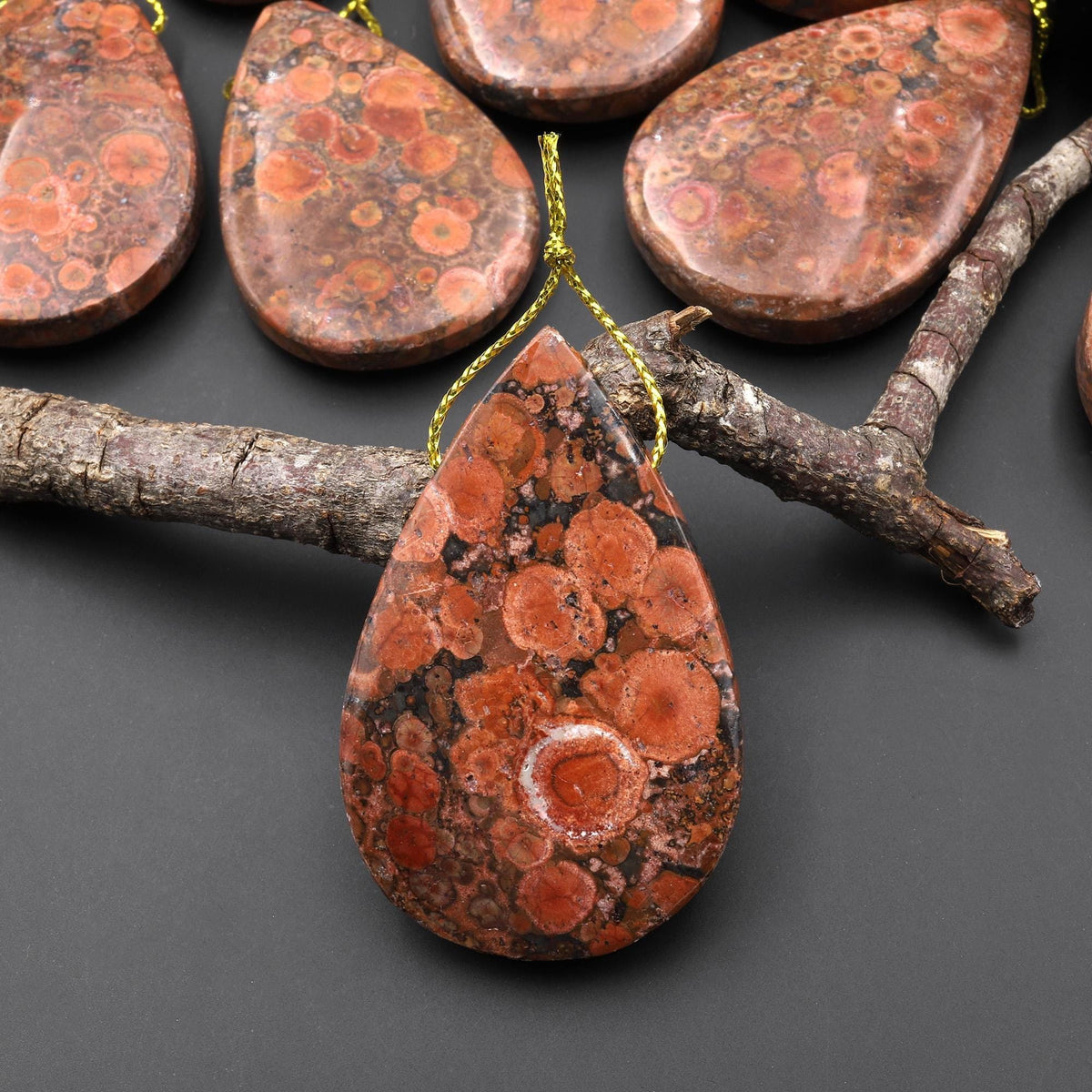 Natural Mexican Desert Rose Jasper Teardrop Pear Pendant Side Drilled ...