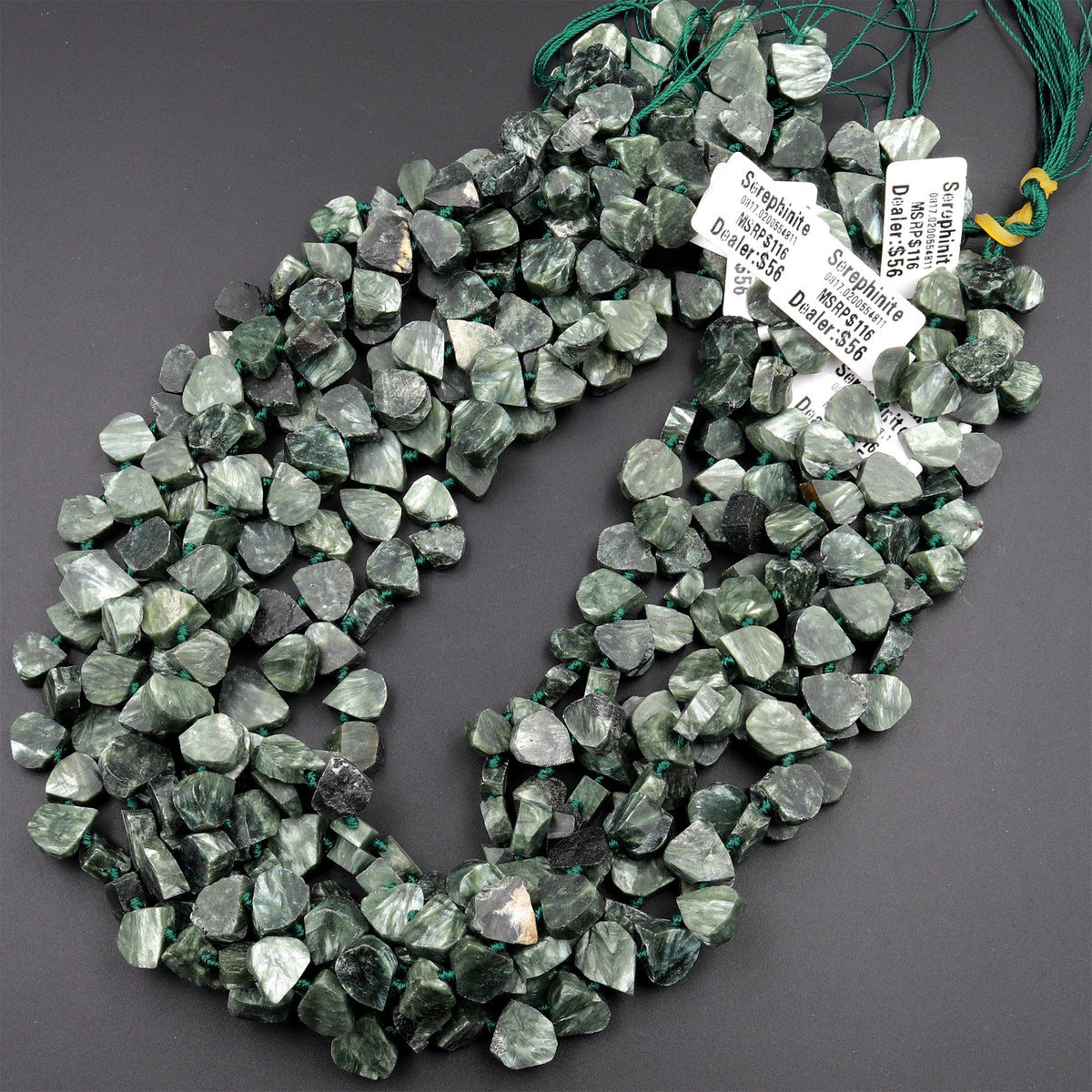 Natural Russian Seraphinite 8mm 10mm Teardrop Beads Raw Organic Cut 16 ...