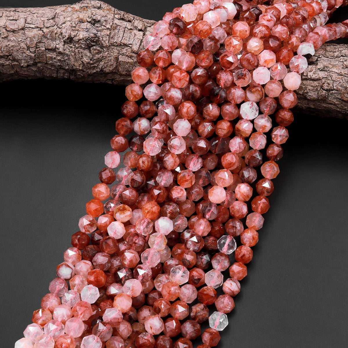 Faceted Natural Red Hematoid Lepidocrocite Quartz 6mm 8mm 10mm Round B ...