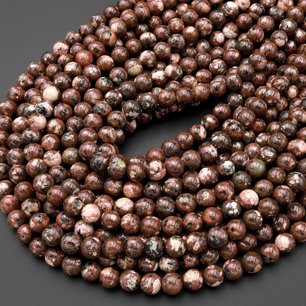 Natural Chocolate Brecciated Jasper 6mm 8mm 10mm Round Beads Earthy Br ...