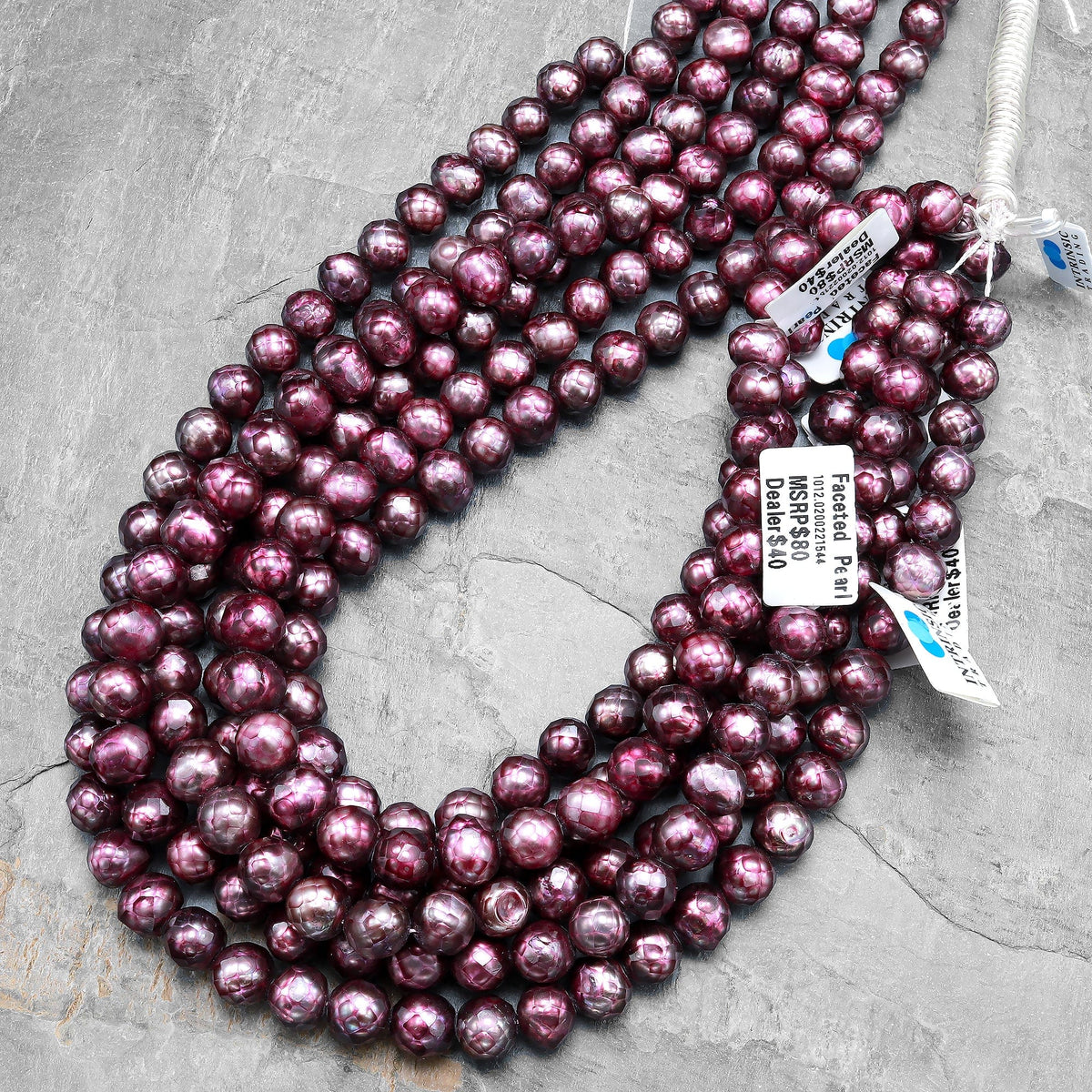 Large Faceted Genuine Freshwater Pearl Burgundy Wine Red Pearl 8mm 10m ...