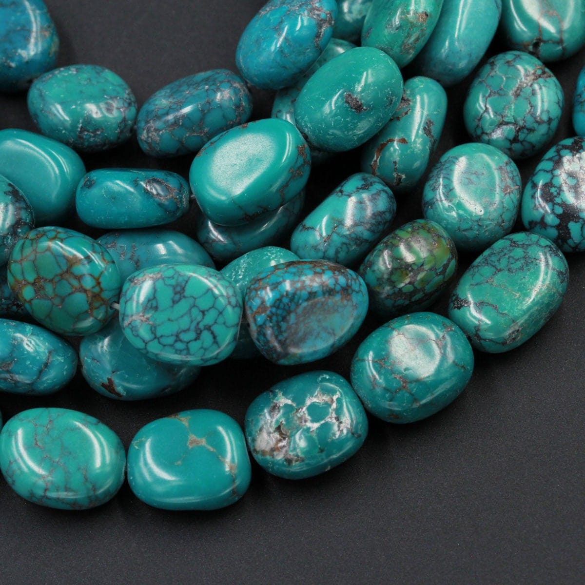 Natural Turquoise Freeform Pebble Nuggets 9mm Genuine Real Stunning Bl ...