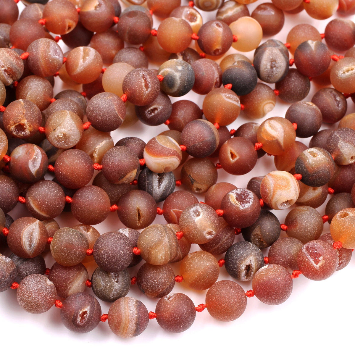 Matte Natural Red Druzy Agate 8mm 10mm 12mm 14mm Round Beads ...