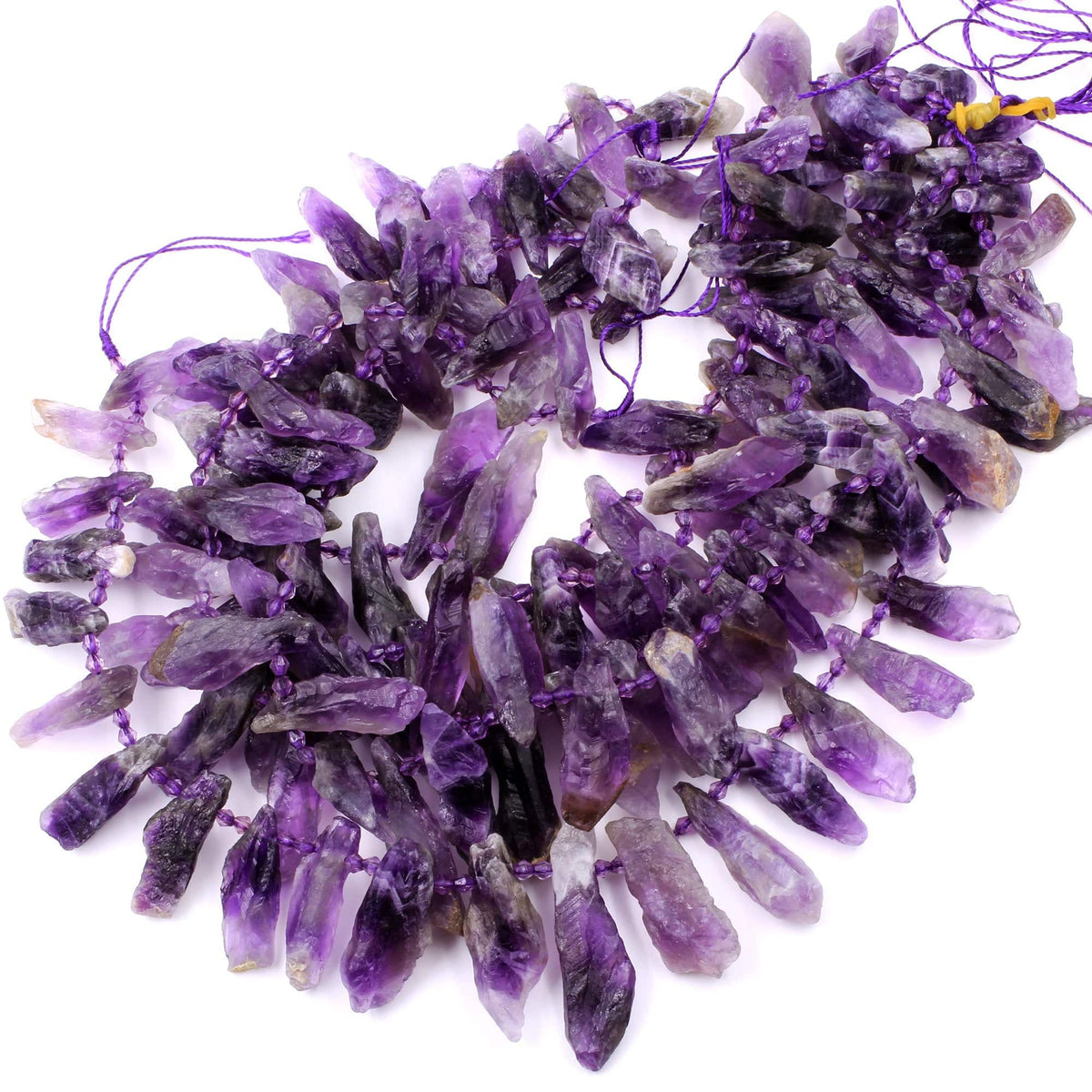 Natural Shape Raw Amethyst Beads | Side Drilled Freeform Spikes ...