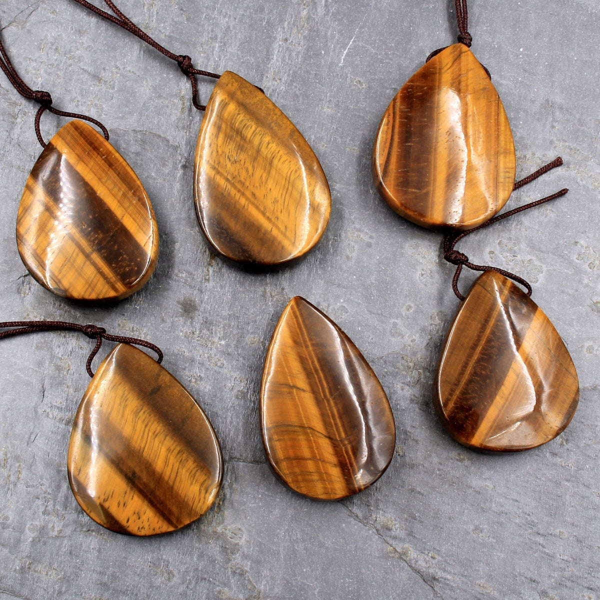Large Natural Golden Brown Tiger Eye Teardrop Pendant Top Side Drilled ...