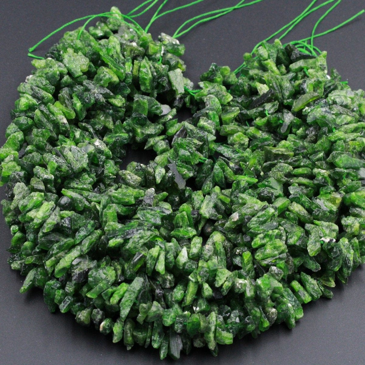 Raw Rough Matte Natural Green Chrome Diopside Beads Freeform Irregular ...