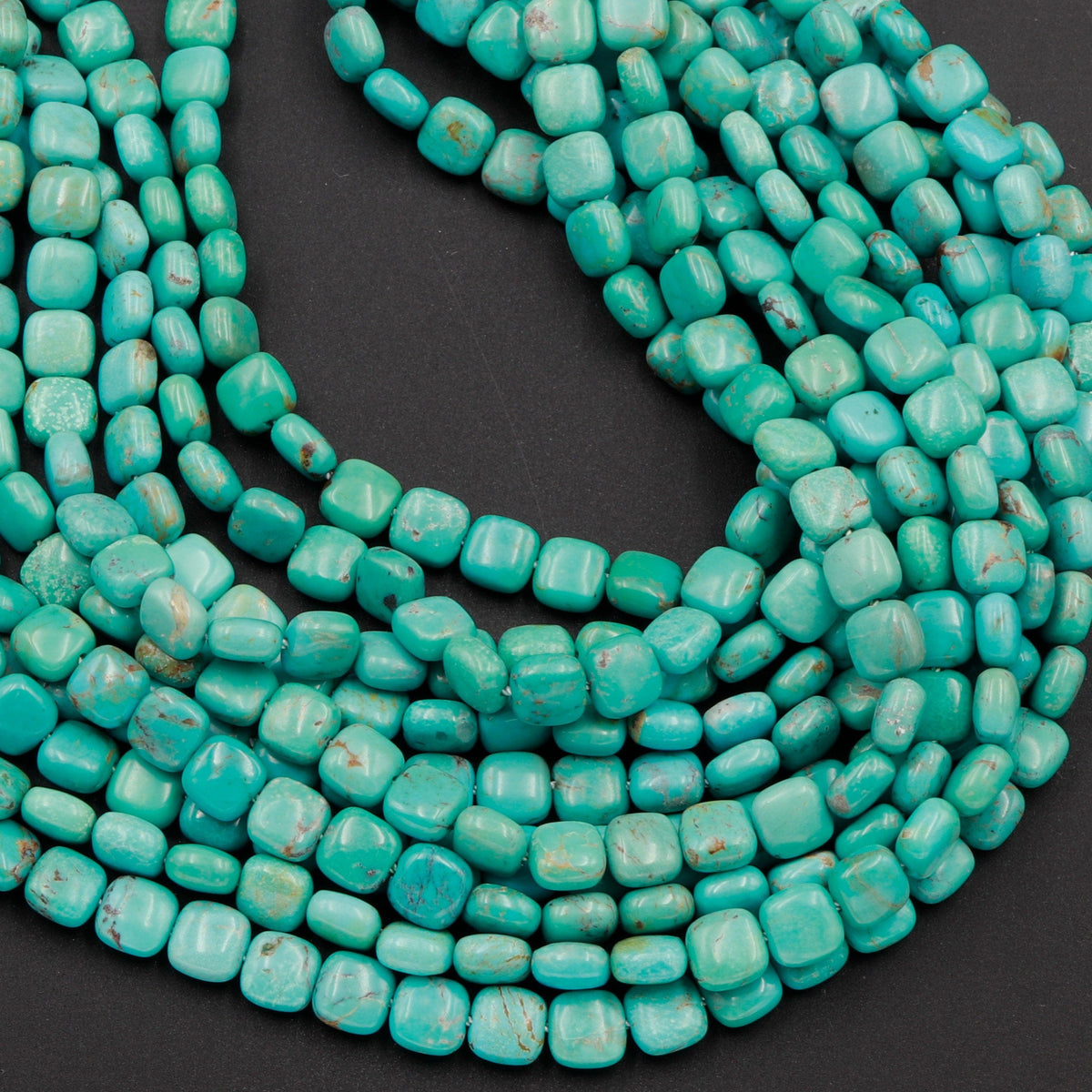 Genuine 100% Natural Turquoise 6mm Square Cushion Beads Highly Polishe ...