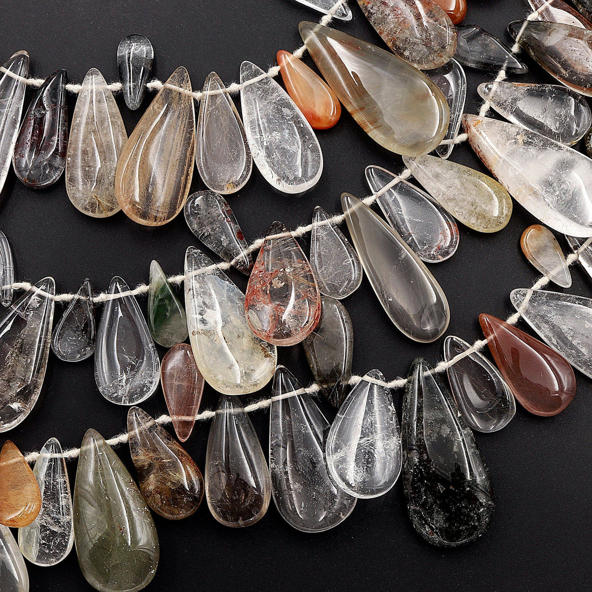 Natural Phantom Rutile Quartz Teardrop Focal Pendant Beads – Intrinsic ...