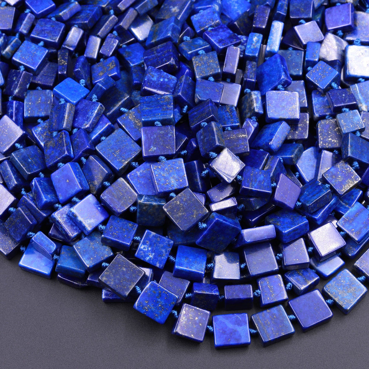 Natural Blue Lapis Flat Square Beads 12mm 14mm | Gemstone Wholesale ...