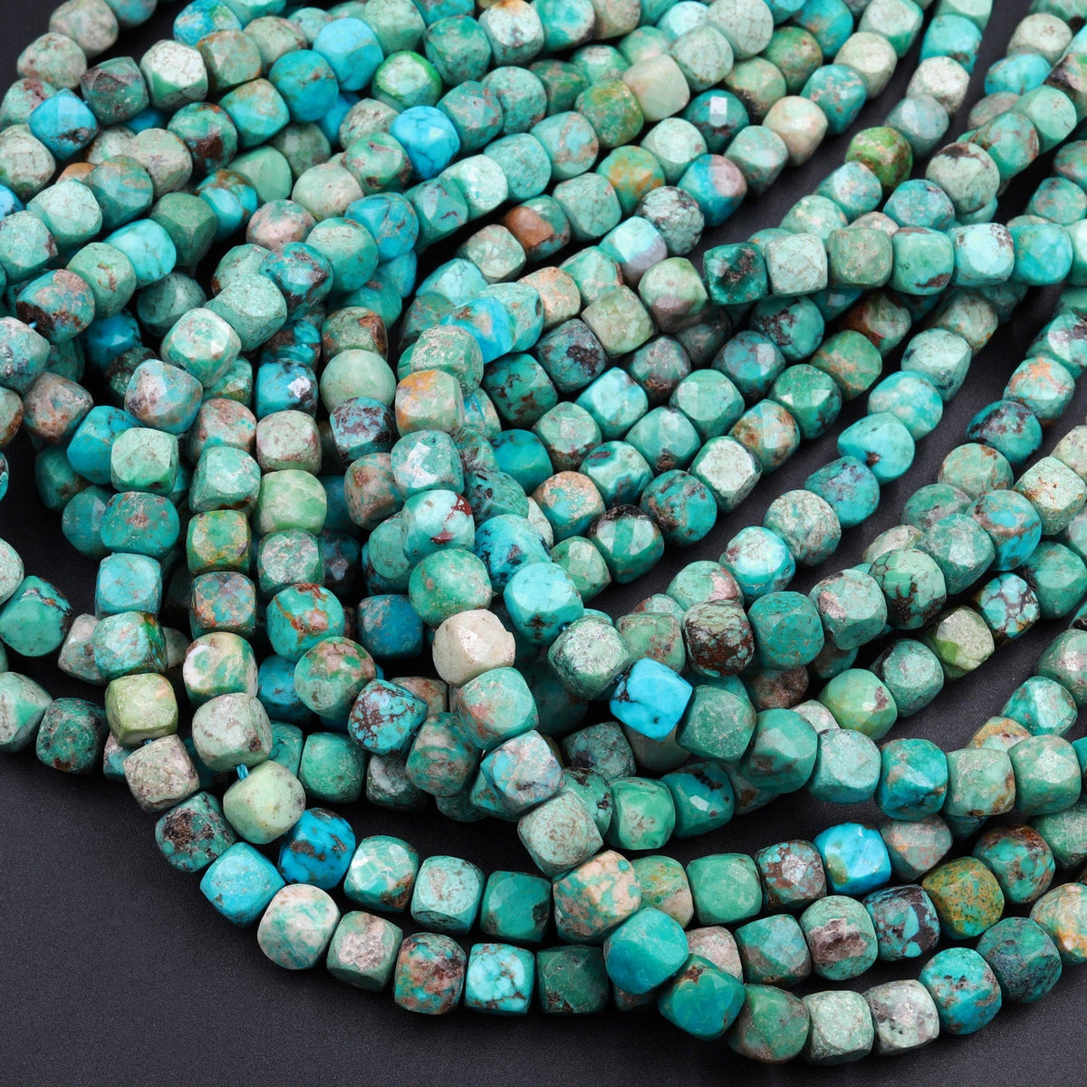 Real Genuine Natural Turquoise Faceted 6mm Cube Beads | Wholesale ...
