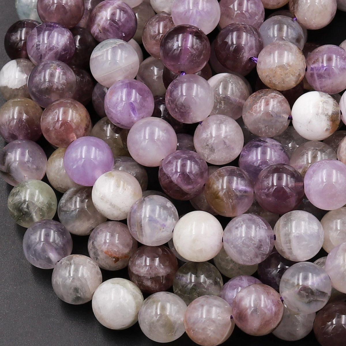 Natural Flower Amethyst Beads 4mm 6mm 8mm 10mm Round Beads Purple Amet ...