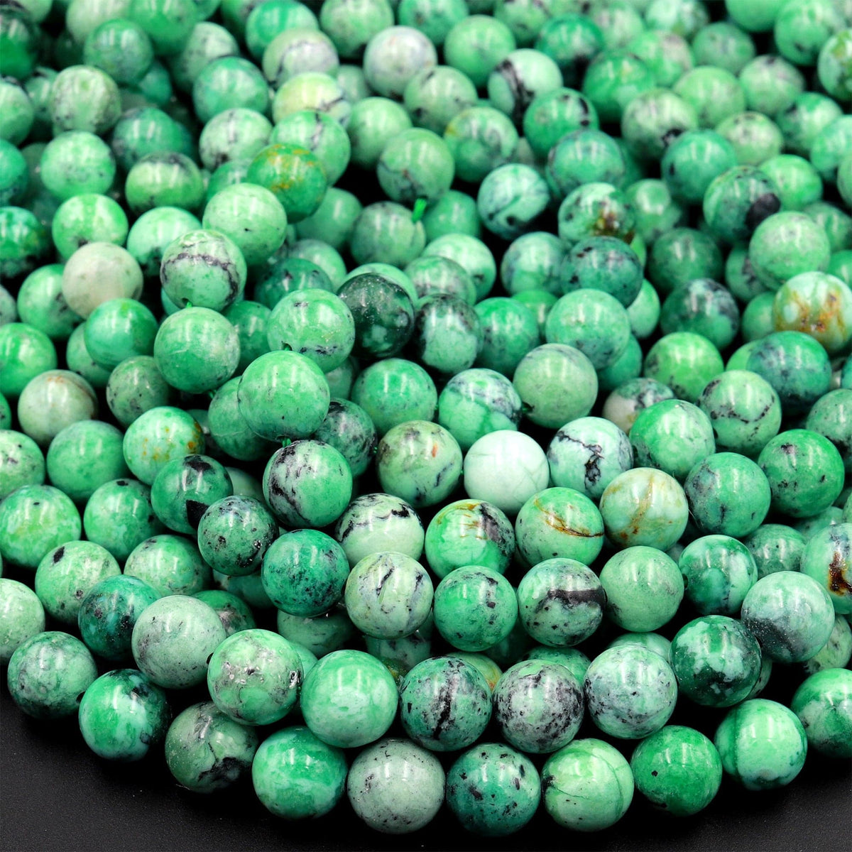 Natural Nevada Apple Variscite 6mm 8mm 10mm Round Beads – Intrinsic Trading