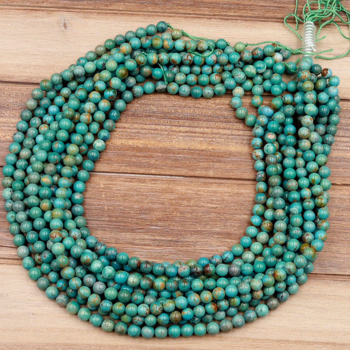 Real Genuine Natural Turquoise 6mm Round Beads Blue Green Brown Stone ...