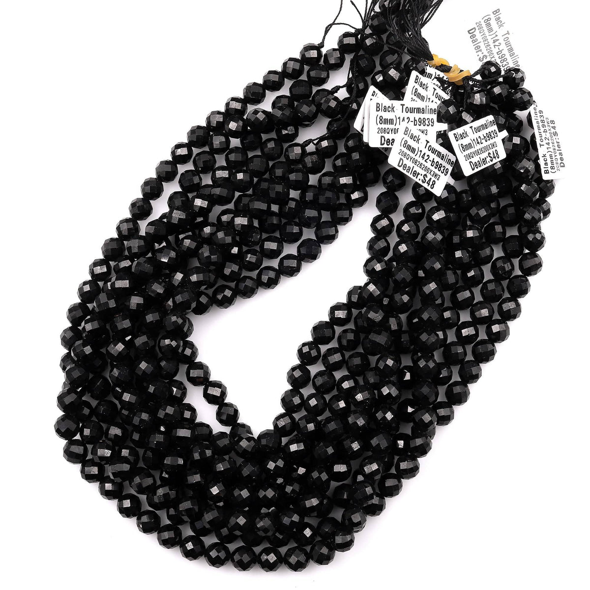 Genuine Natural Black Tourmaline Beads Faceted 6mm 8mm | Wholesale ...