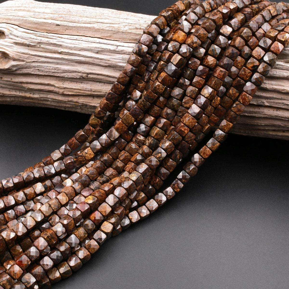 Faceted 5mm Bronzite Cube Beads | Natural Gemstone Square – Intrinsic ...