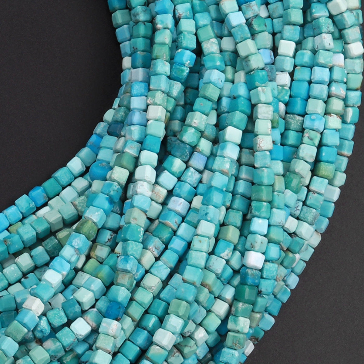 Genuine Natural Turquoise Cubes 2mm Square Beads | Gemstone Wholesale ...