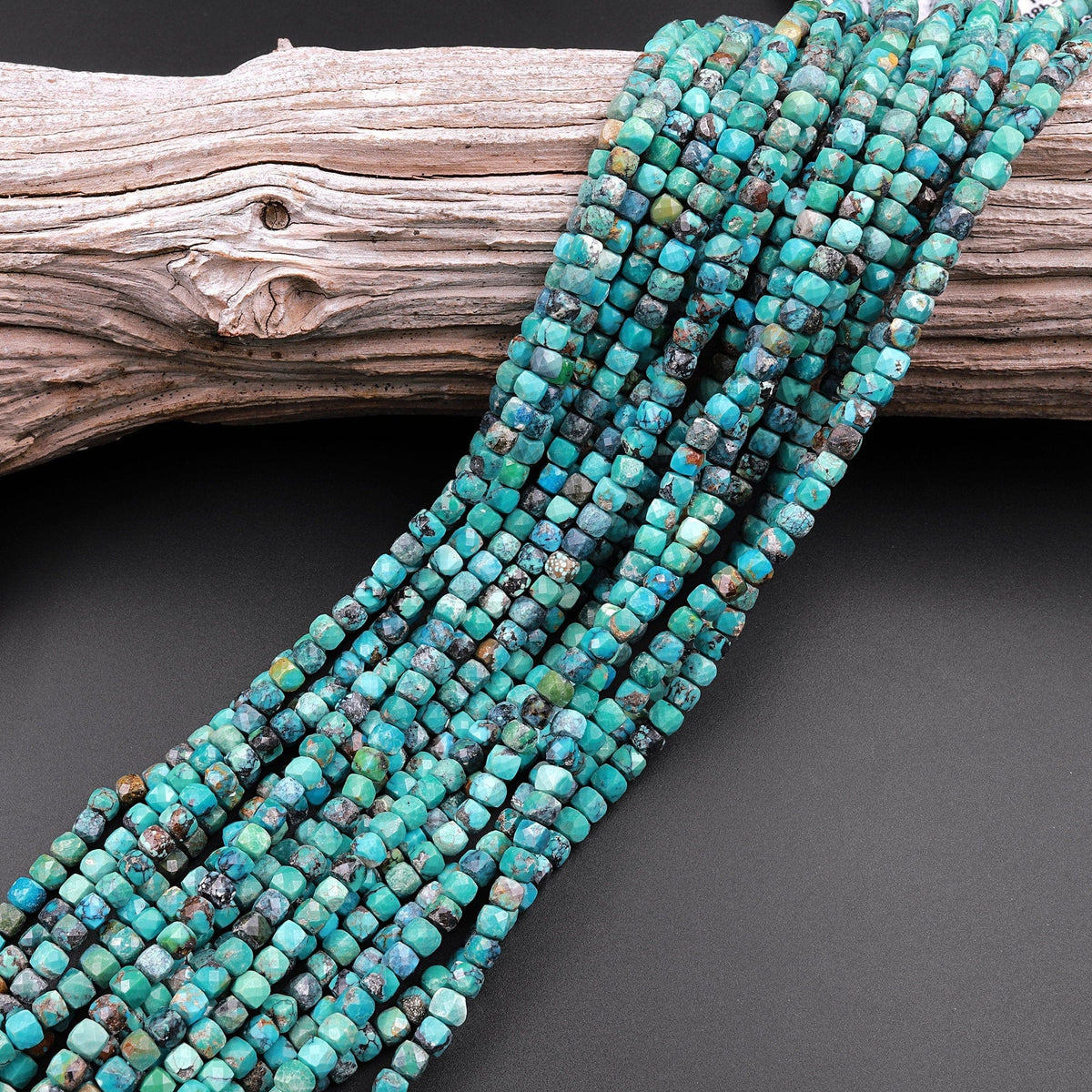 Genuine Natural Turquoise Beads | Faceted 4mm Cube Wholesale Gemstone ...