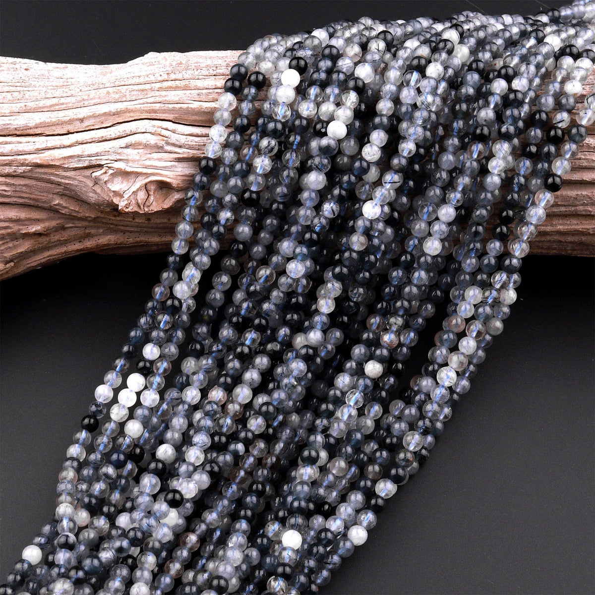 Rare Natural Blue Rutilated Quartz 4mm Round Beads From Madagascar 15 ...