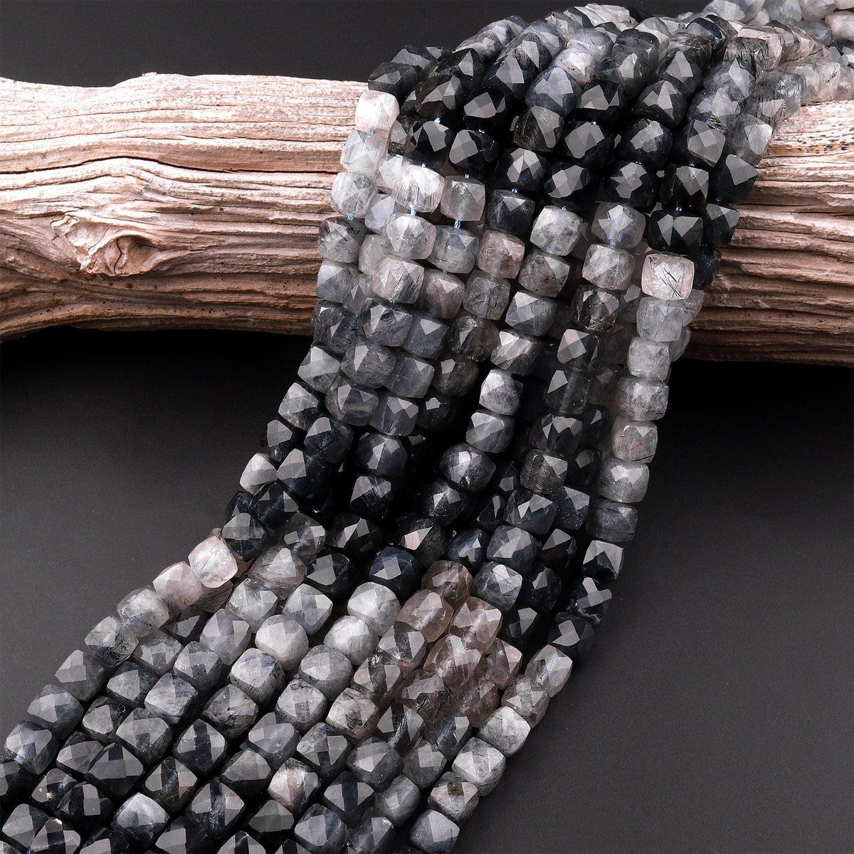 Rare Natural Blue Rutilated Quartz Faceted 8mm Cube Beads From Madagas ...