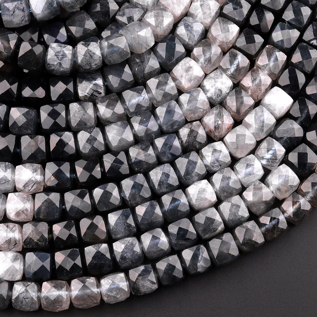 Rare Natural Blue Rutilated Quartz Faceted 8mm Cube Beads From Madagas ...