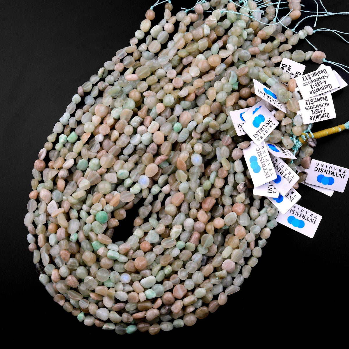 Natural Garnierite Green Moonstone Freeform Chip Pebble Nugget Beads G ...