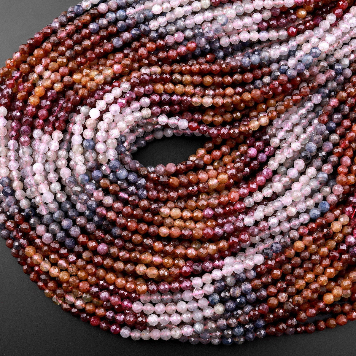 Micro Faceted Multicolor Mixed Gemstone Round Beads 4mm Ruby Tourmalin ...