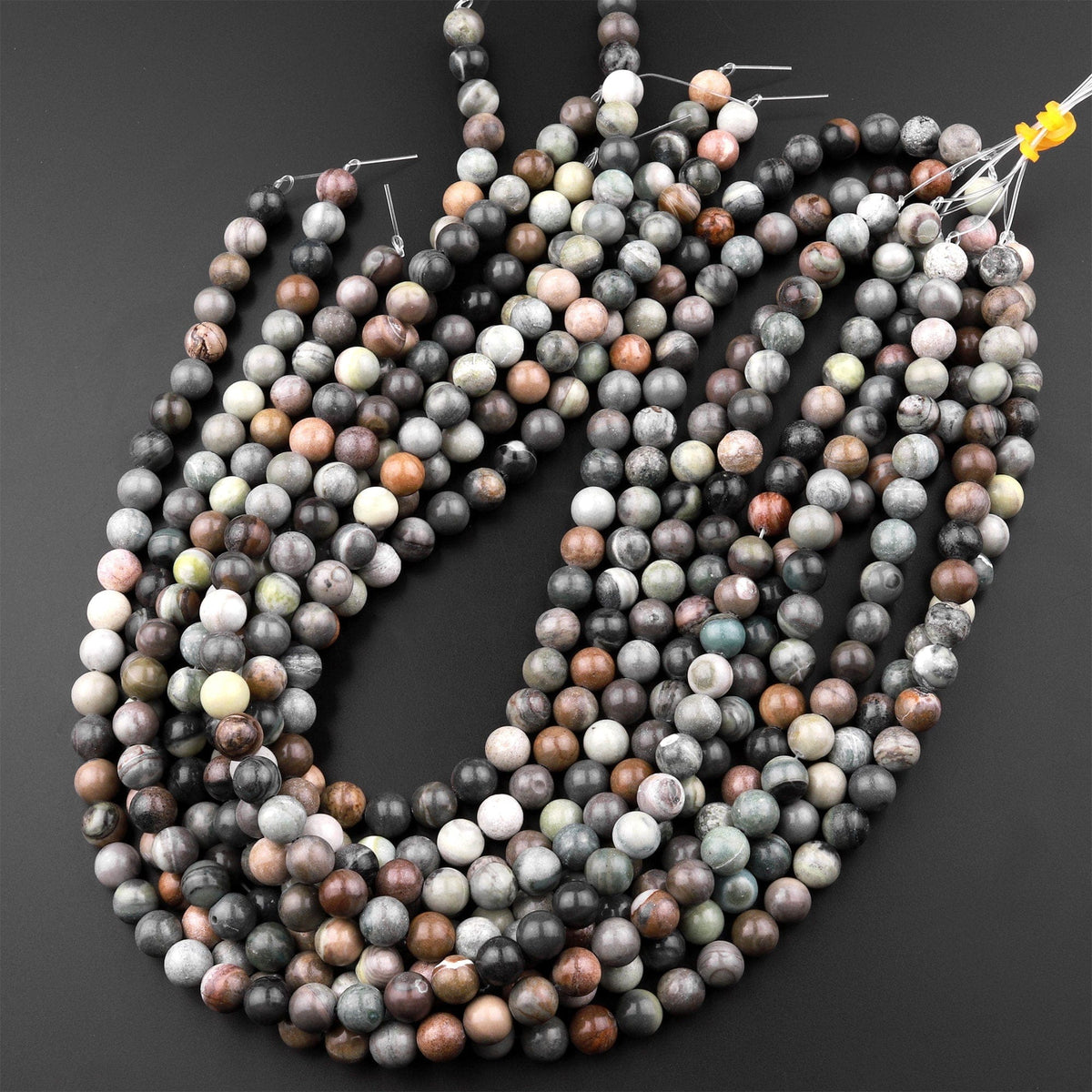 Natural Thunder Jasper 6mm 8mm 10mm Round Beads 15.5" Strand ...