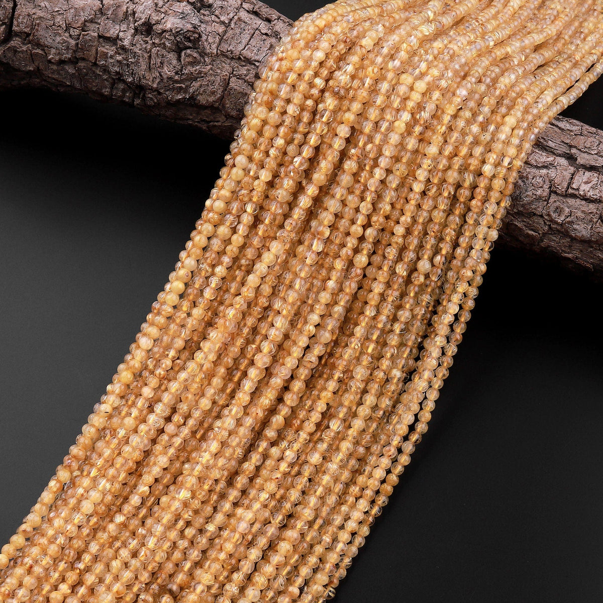 Natural Golden Rutilated Quartz Beads | Gemstone Wholesale – Intrinsic ...