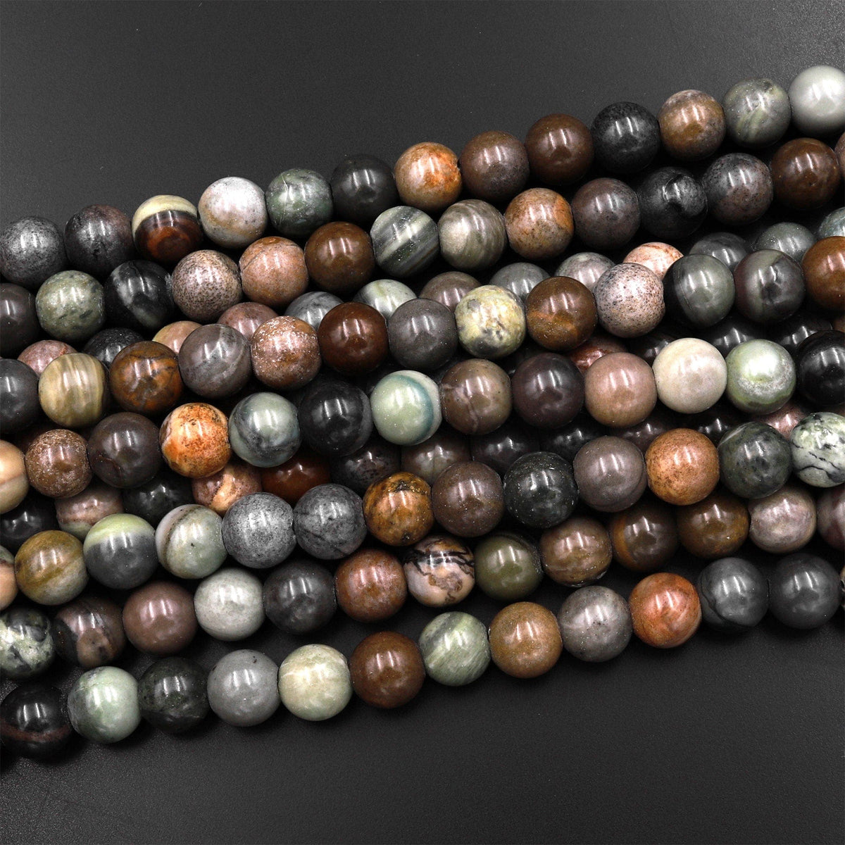 Large Hole Natural Thunder Jasper 8mm 10mm Round Beads 2.5mm Drill 8 ...