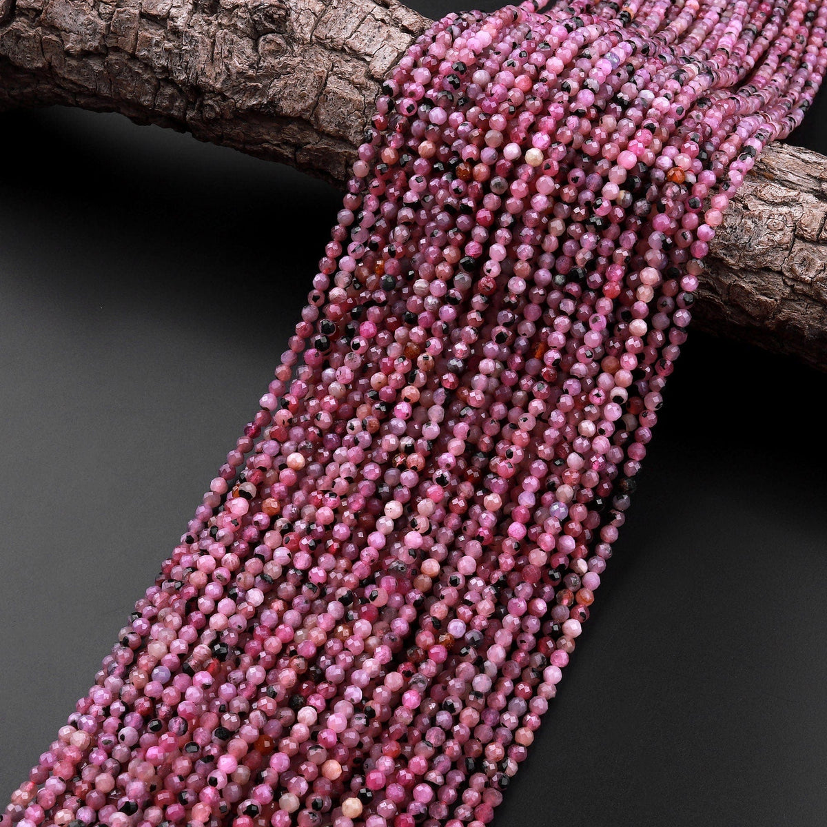 Genuine Natural Red Fuchsia Pink Ruby Gemstone Faceted 2mm 3mm Round B ...