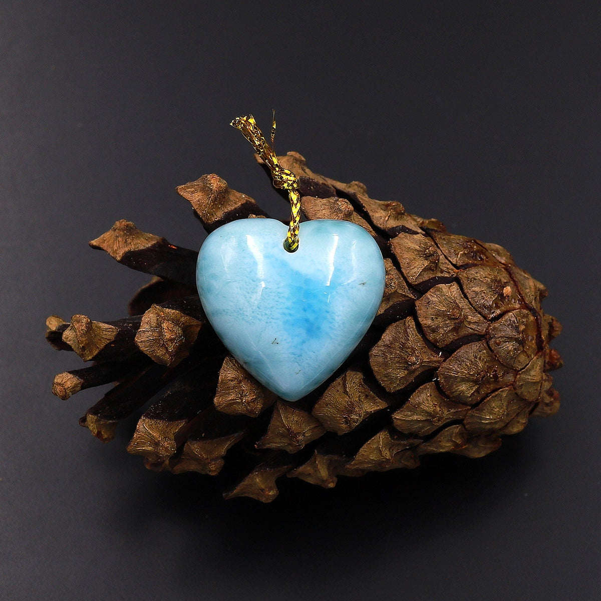 Natural Blue Larimar Heart Pendant Drilled Genuine Real Larimar Gemsto ...