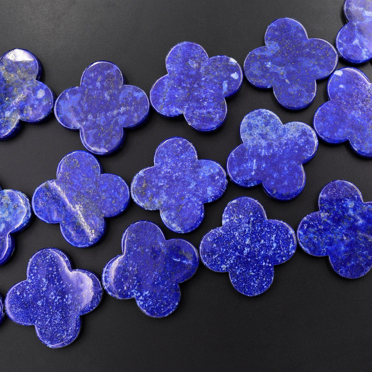 AAA Large 4 Four Leaf Clover Beads Natural Blue Lapis Hand Carved Flow ...