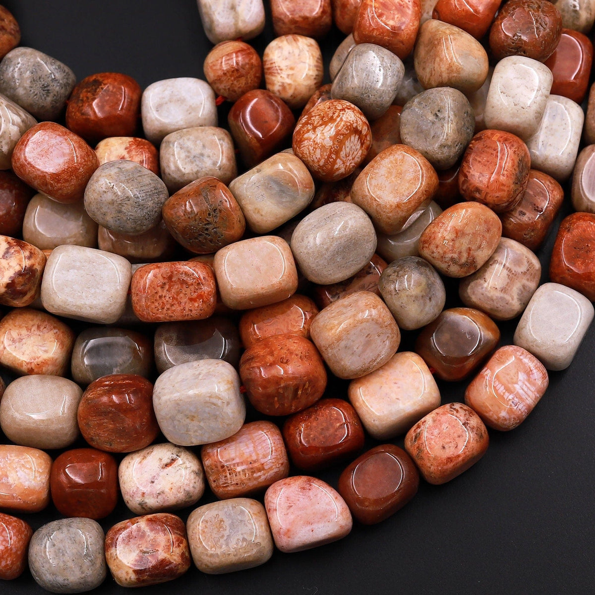 Natural Red Fossil Coral Beads Freeform Rectangle Nuggets 15.5" Strand ...
