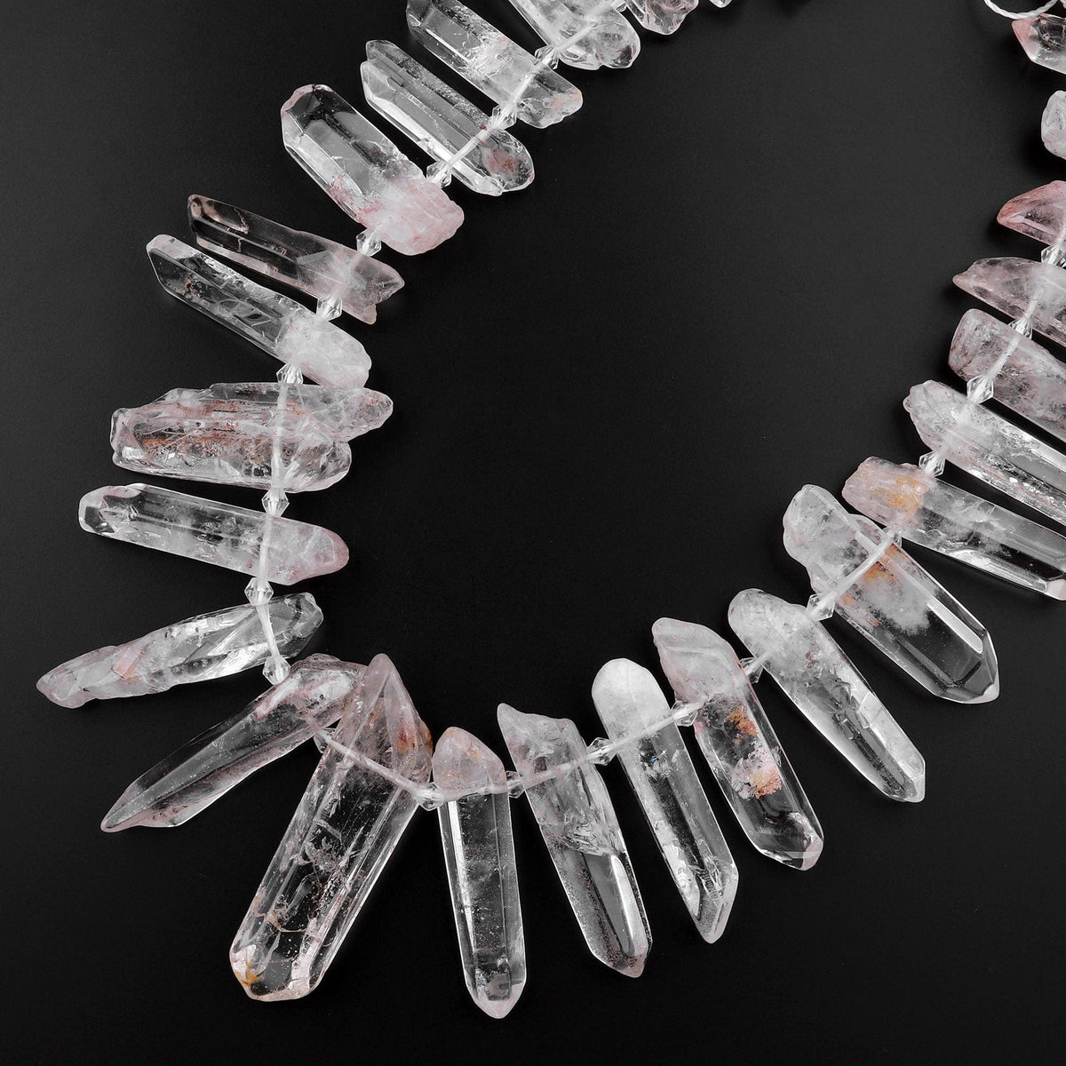 Large Natural Phantom Quartz Rock Crystal Beads Point Spike Long Stick ...