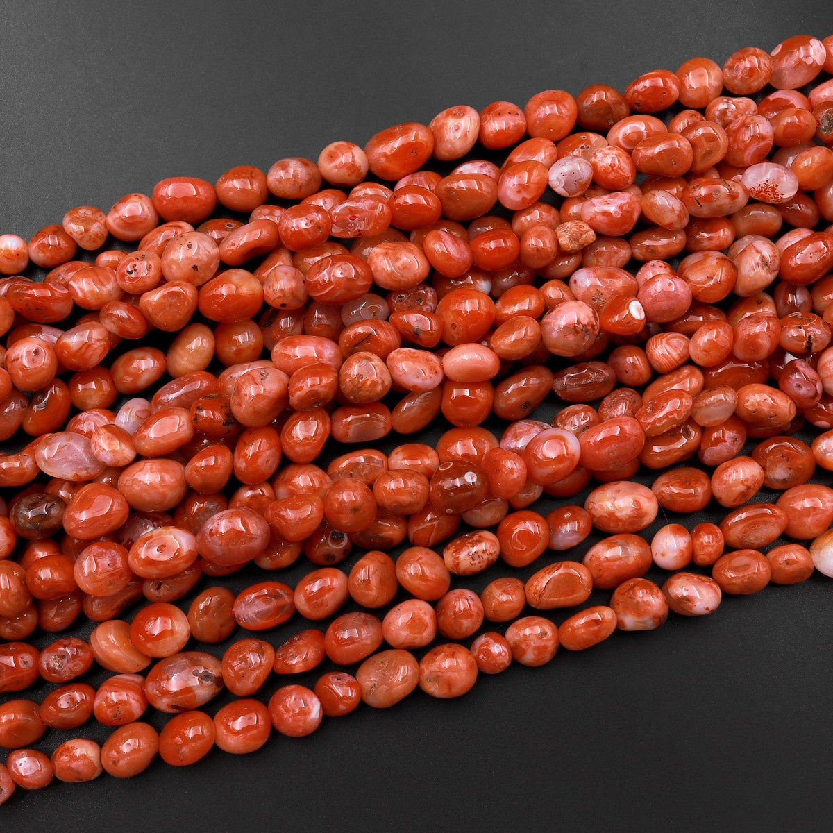 Natural Red Orange Moroccan Agate Freeform Pebble Nugget Beads 15.5" S ...