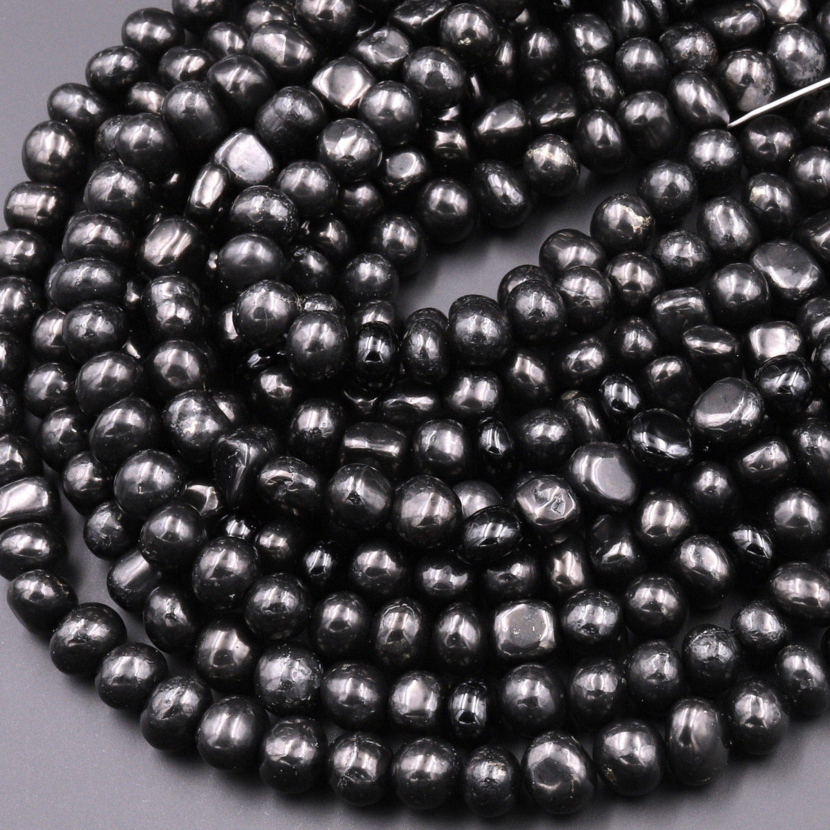 Genuine Natural Shungite Freeform Pebble Nugget Beads 6mm 8mm High Qua ...