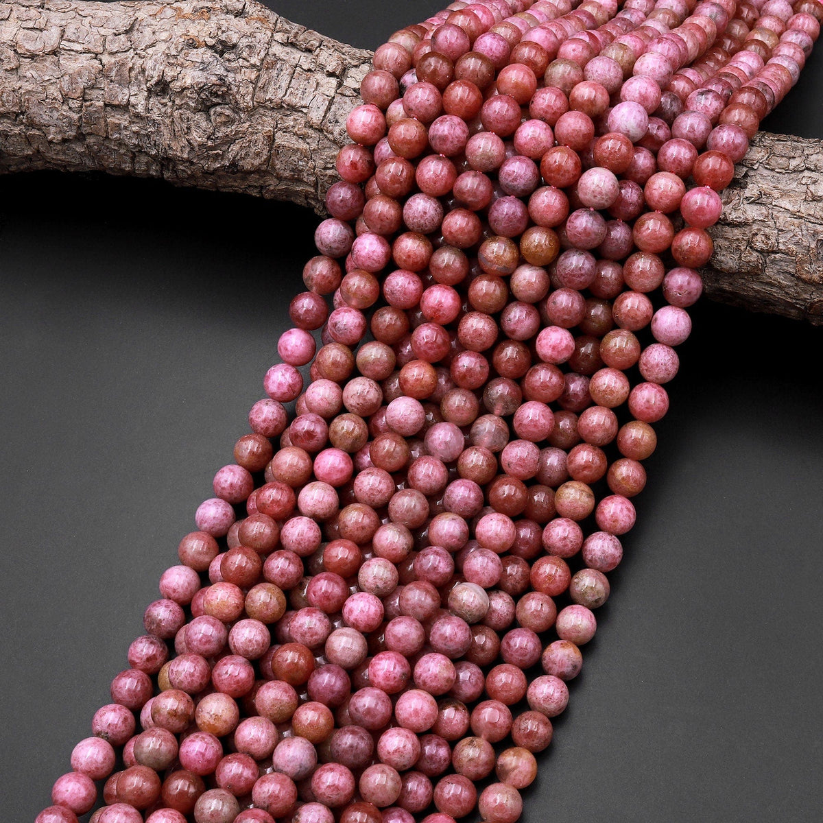 Natural Pink Red Fuchsia Thulite 7mm 8mm 10mm Round Beads Gemstone Fro ...
