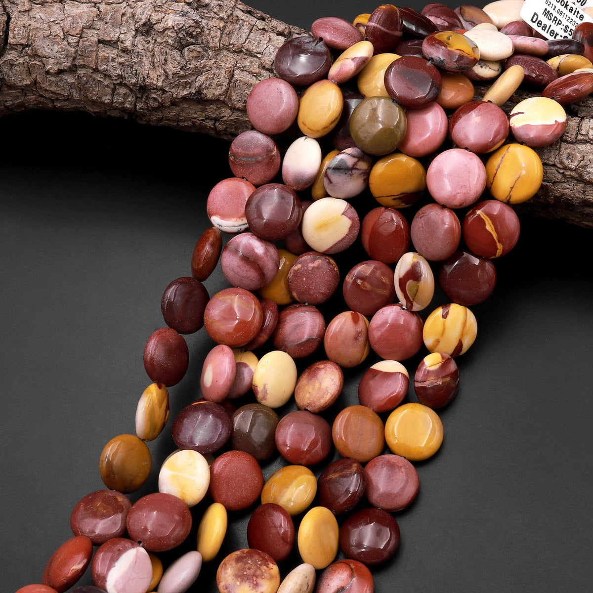 Natural Australian Mookaite Jasper Beads 10mm 2mm 14mm 18mm Coin Sunse – Intrinsic Trading