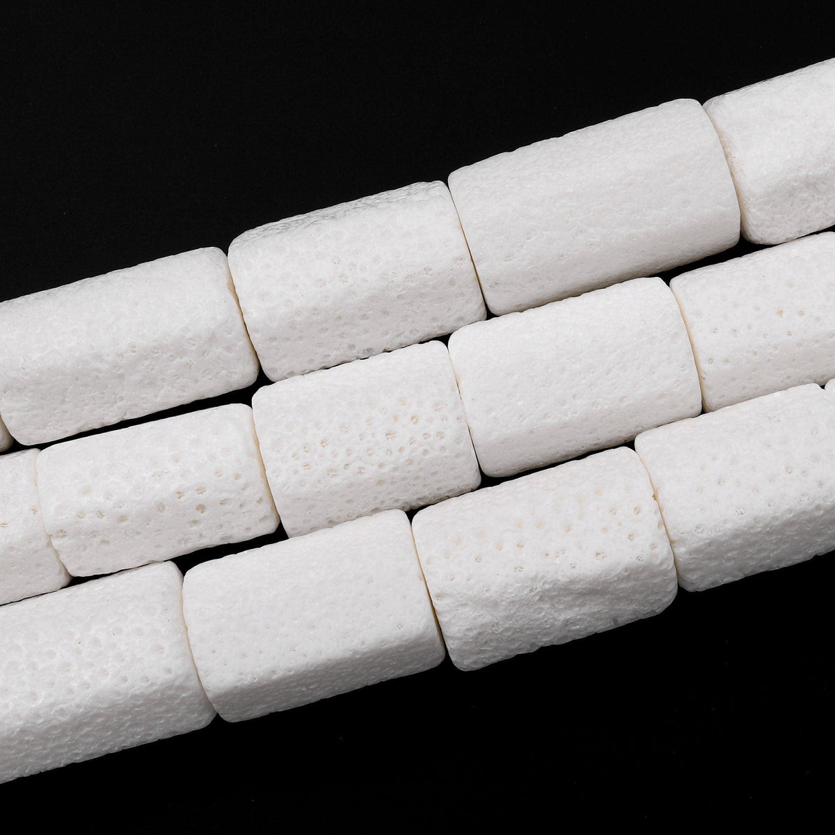 Natural White Sponge Coral Beads Large Faceted Tube Cylinder Gemstone ...