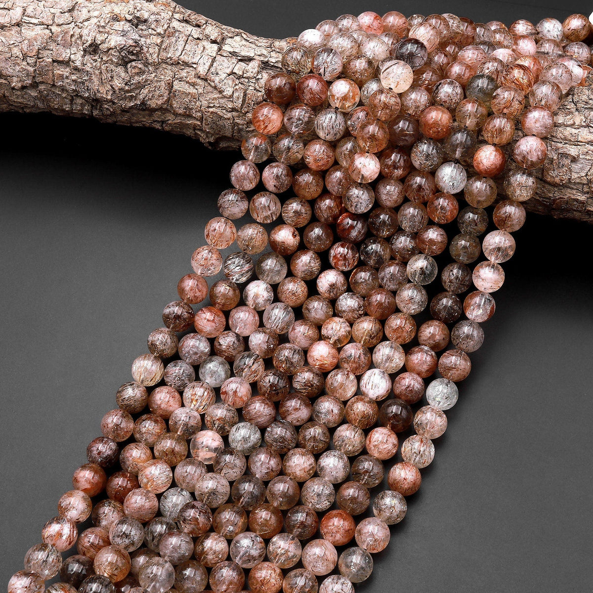 Rare Natural Red Rutile Phantom Quartz Round Beads 6mm 8mm 10mm 12mm 1 ...