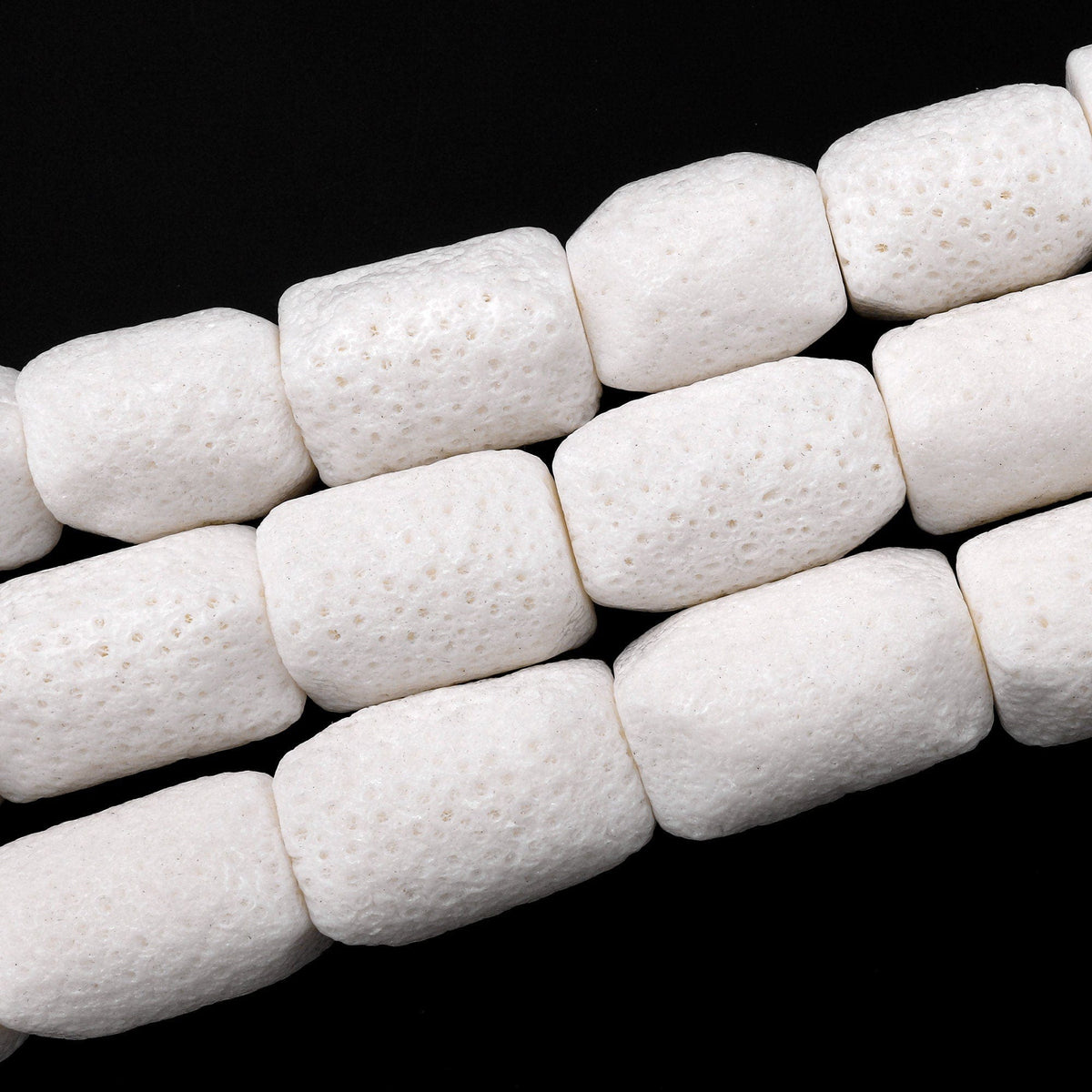 Natural White Sponge Coral Beads Large Tube Gemstone 15.5