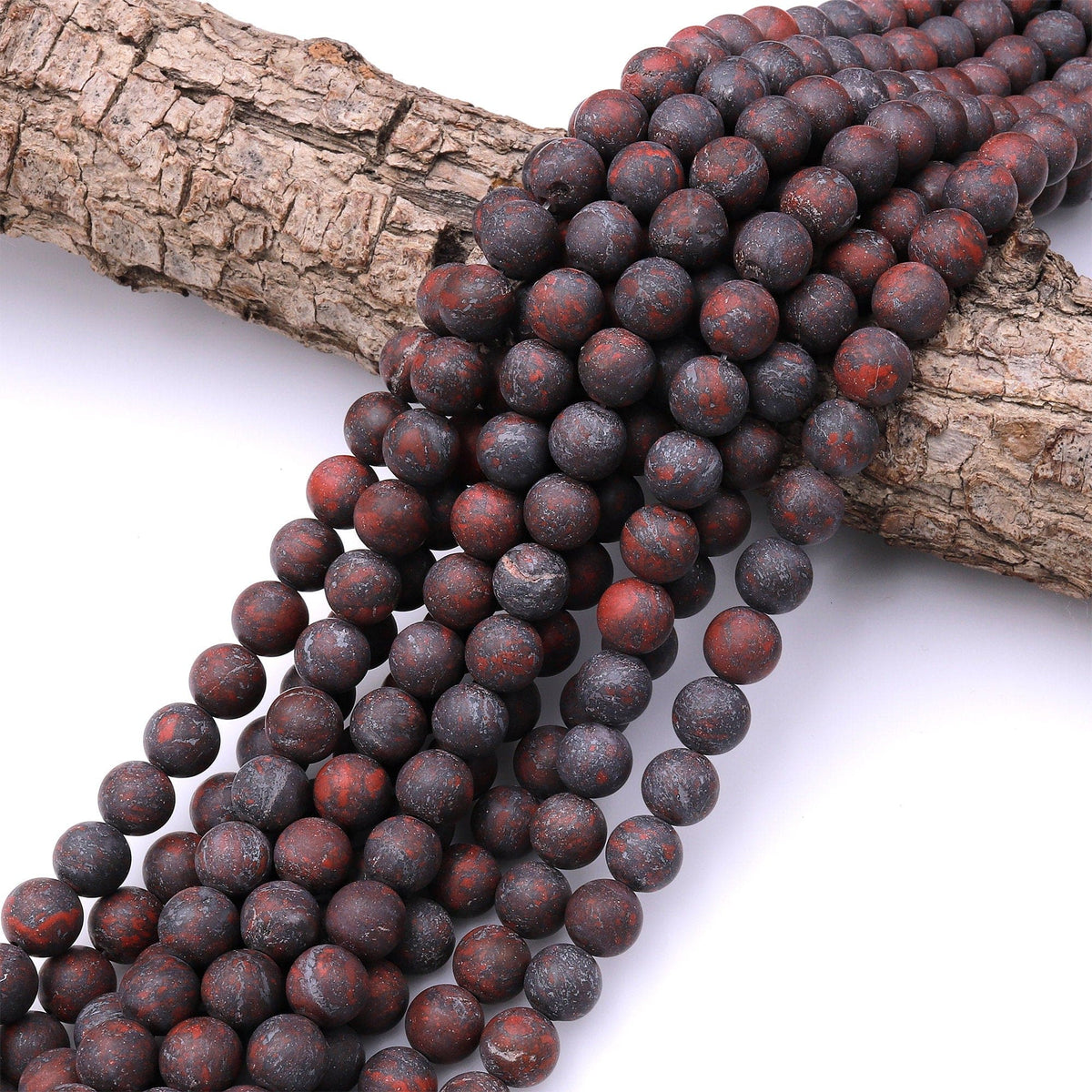 Matte Natural Red Tiger Iron 6mm 8mm Round Beads 15.5" Strand ...
