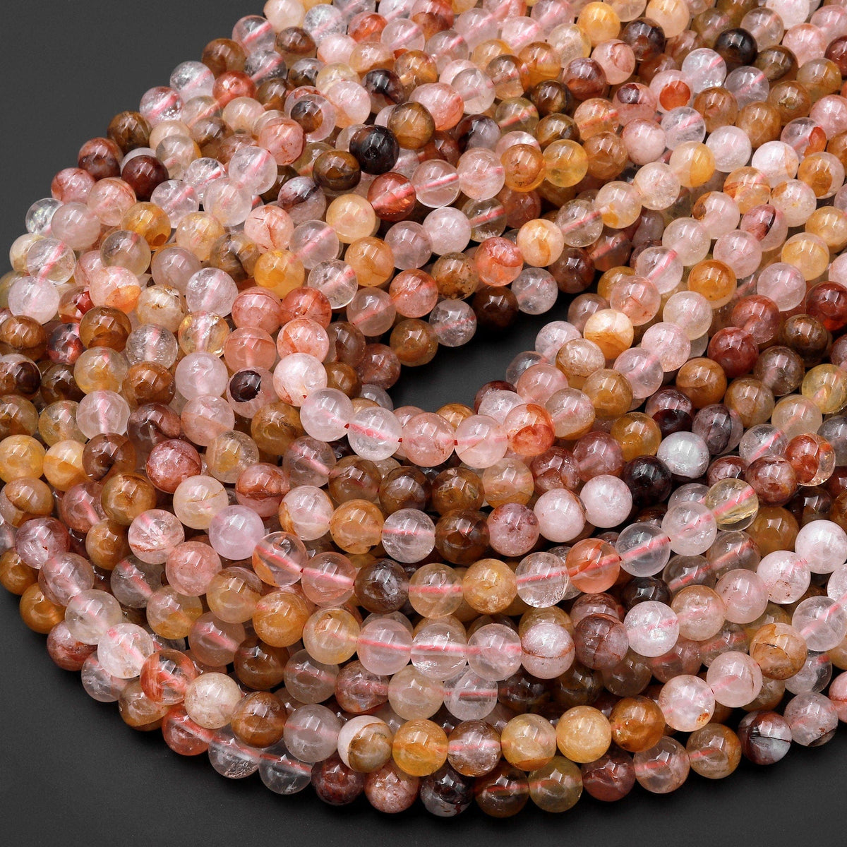 Natural Red Golden Lepidocrocite Quartz 6mm 8mm 10mm Round Beads Power ...