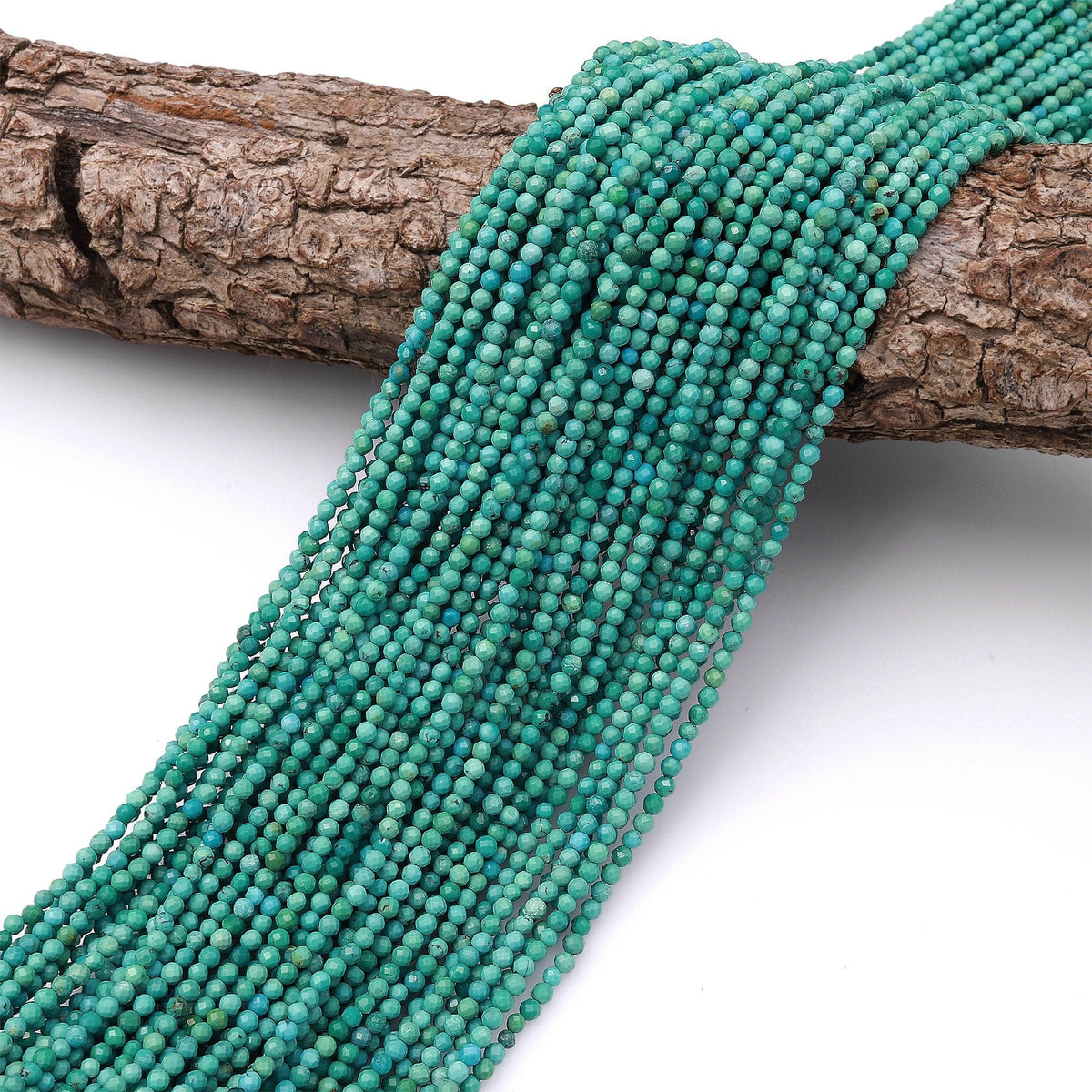 Natural Turquoise Small 2mm Faceted Round Beads Real Genuine Green Tur ...
