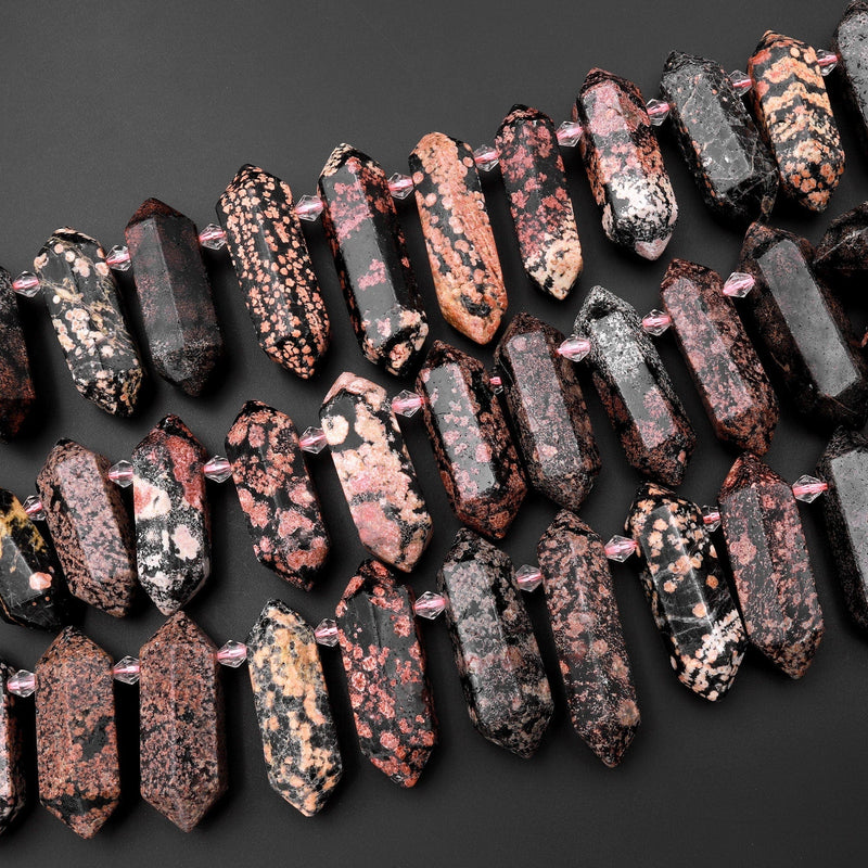 Natural Red Snowflake Obsidian Faceted Double Terminated Points Top Dr ...